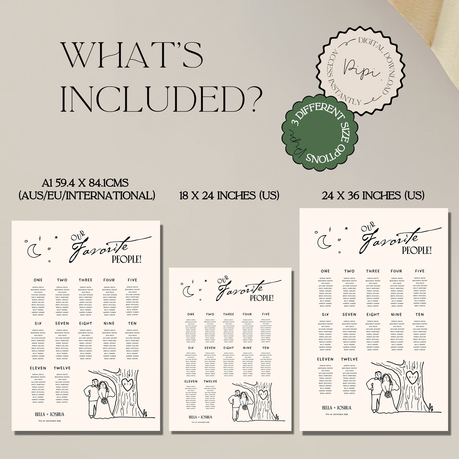 Wedding Seating Chart Template Hand Drawn Cute People Scribble ...