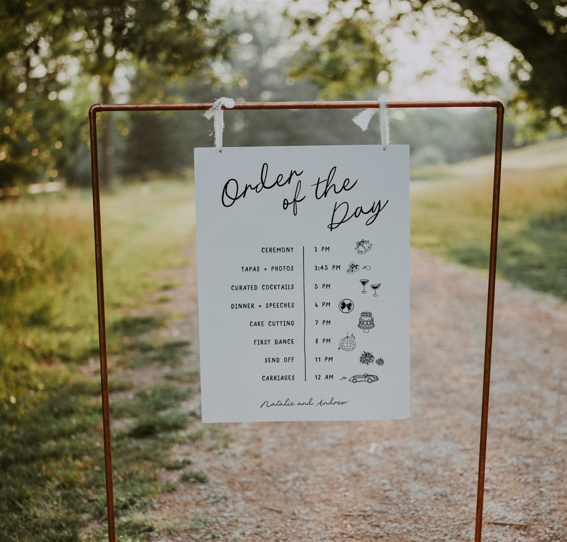 Order of Events Sign Template Hand Drawn Scribble Illustrations Wedding ...