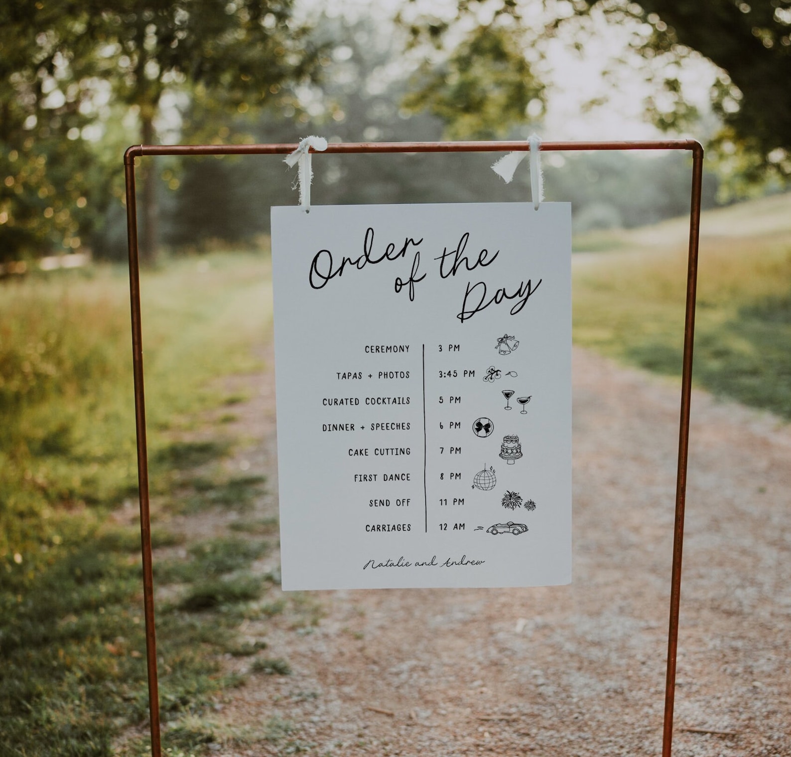Order of Events Sign Template Hand Drawn Scribble Illustrations Wedding ...