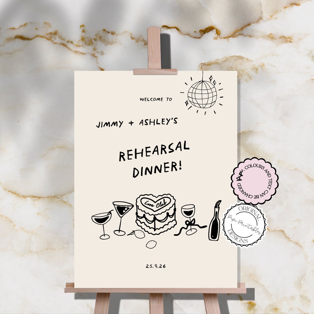 Hand Drawn Rehearsal Dinner Welcome Sign Scribble Illustration ...