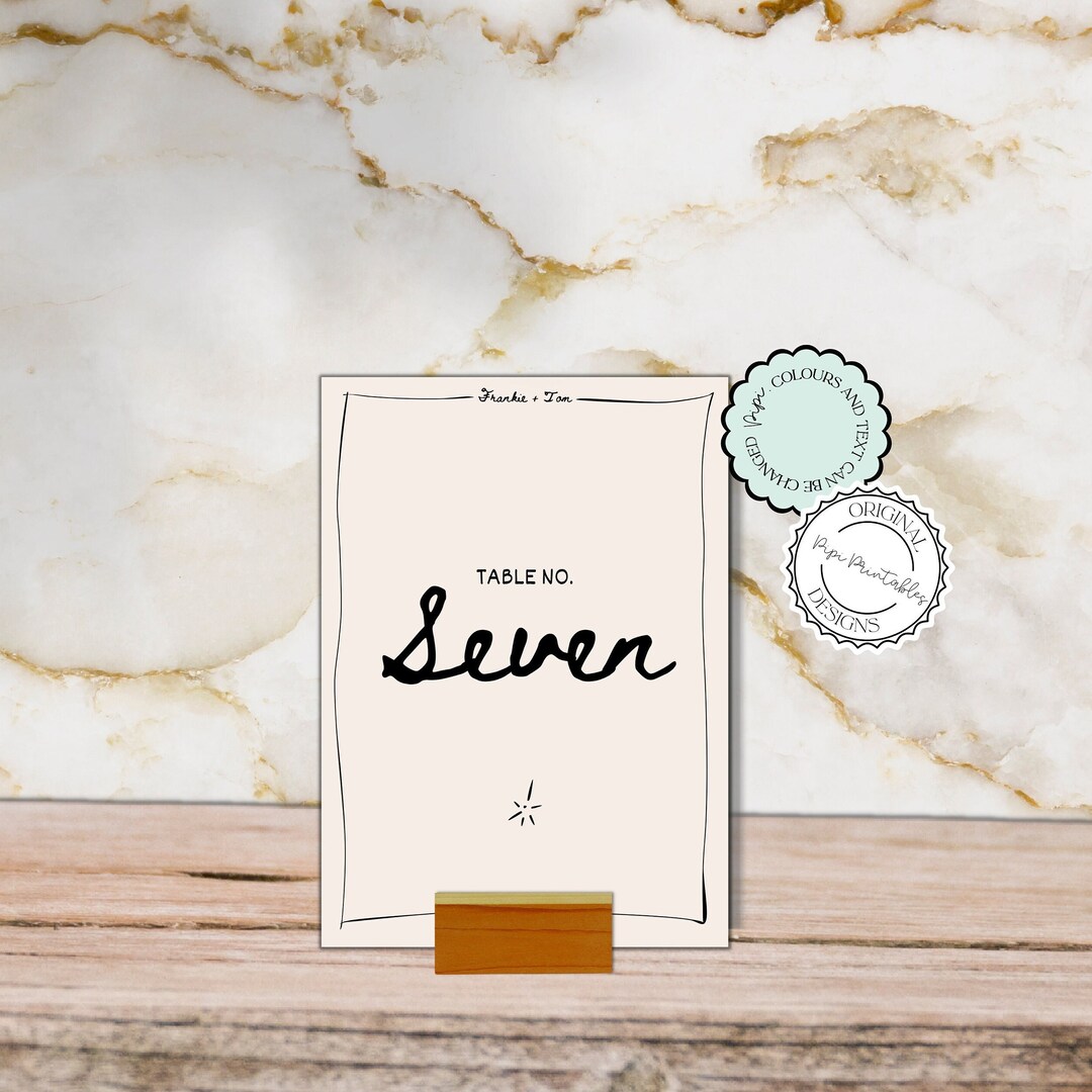 Wedding Table Numbers Fun Hand Drawn Scribble Illustrations Printable ...