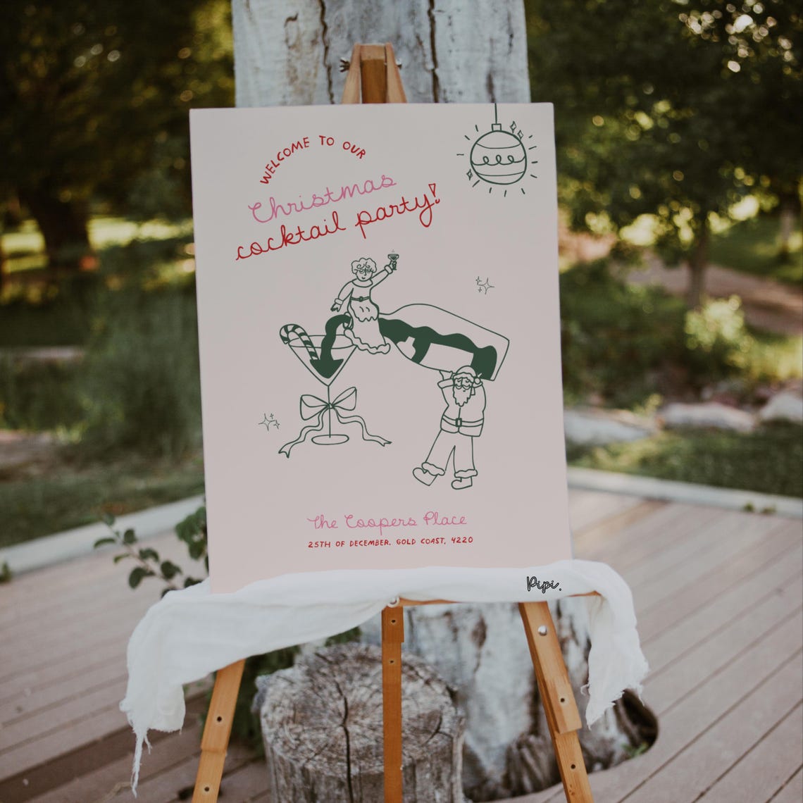 Holiday Party Welcome Sign Template Scribble Illustration Illustrated ...