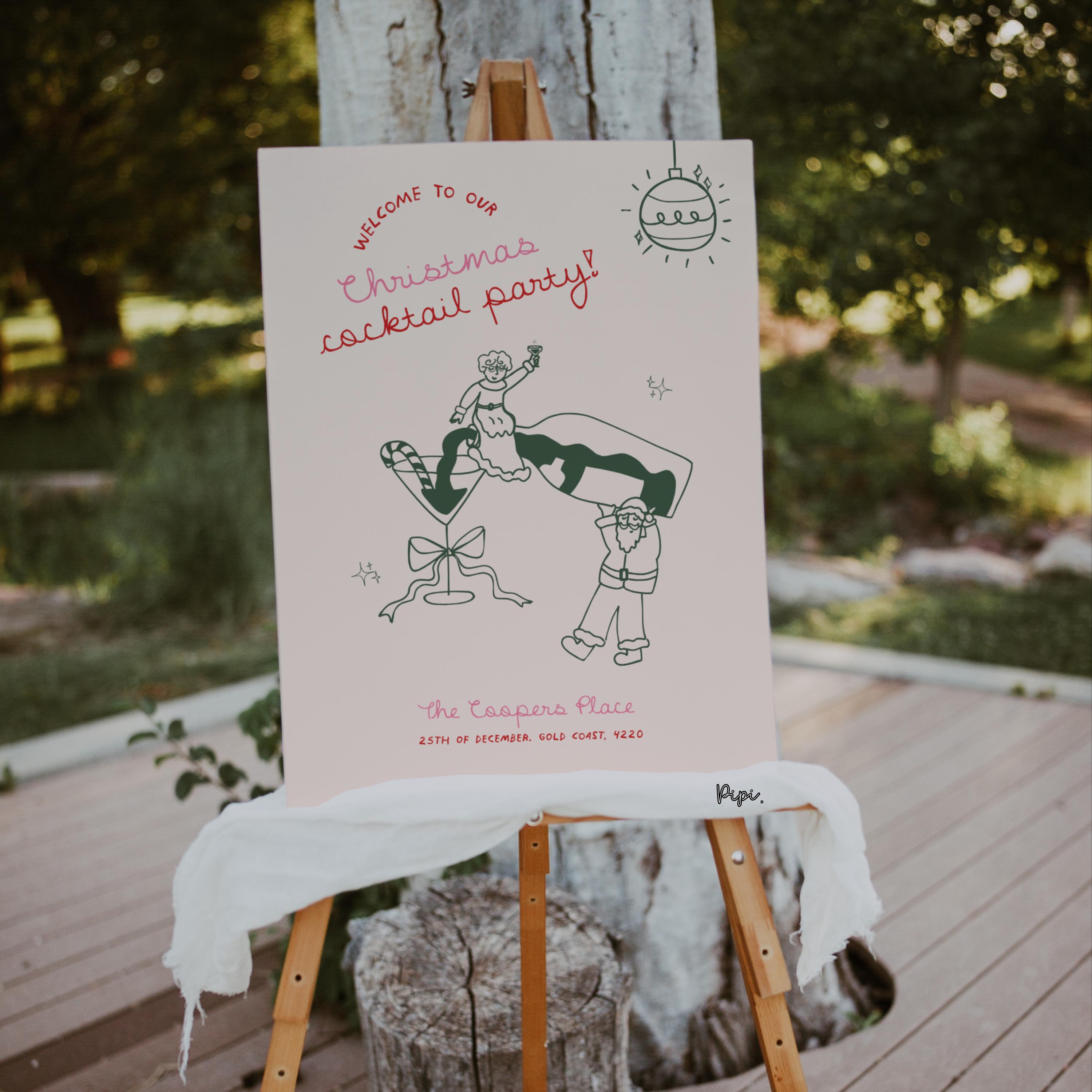 Holiday Party Welcome Sign Template Scribble Illustration Illustrated ...