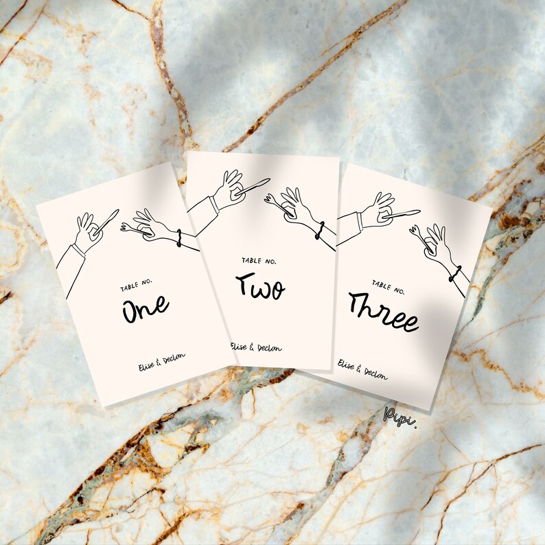 Illustrated Wedding Table Numbers Template Hand Drawn Cute Quirky ...