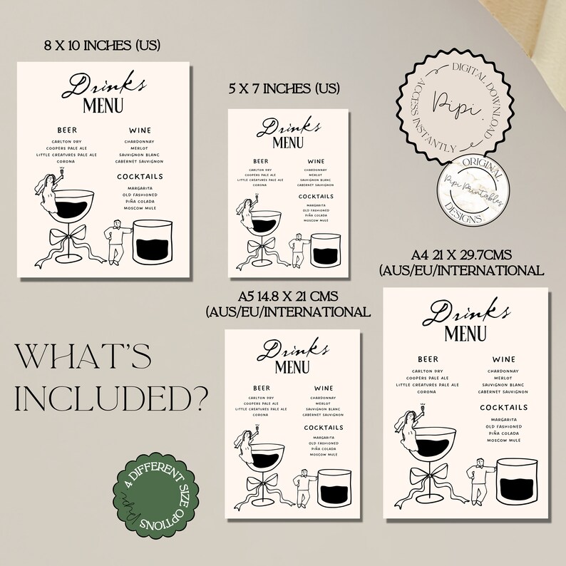 Hand Drawn Bar + Drinks Menu Template Scribble Illustrations Cute ...