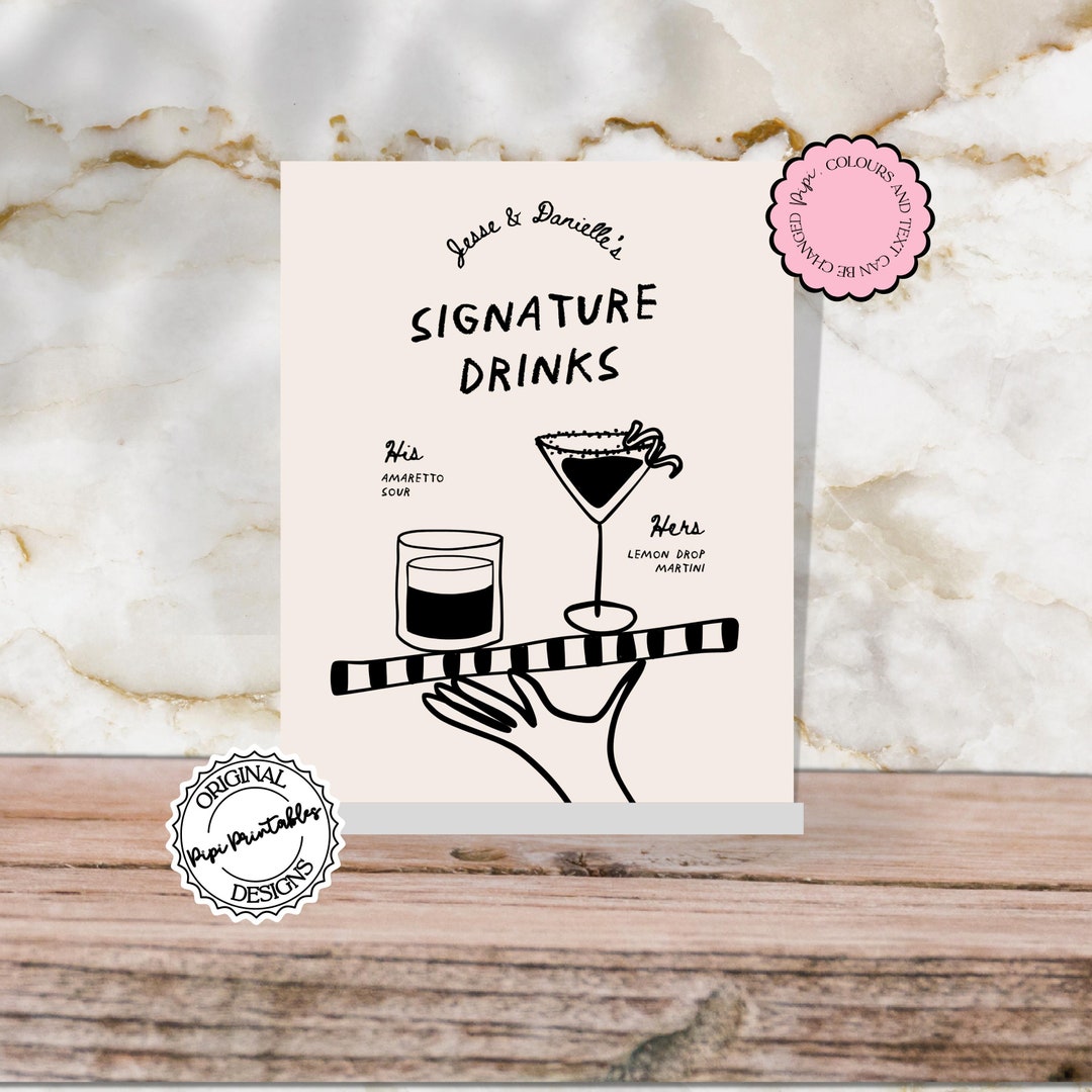 Handwritten Signature Drinks Sign Template Scribble Illustrations Hand ...