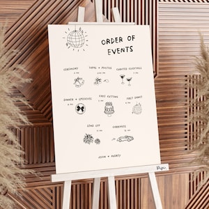 Order of Events Sign Template Hand Drawn Scribble Illustrations Wedding ...
