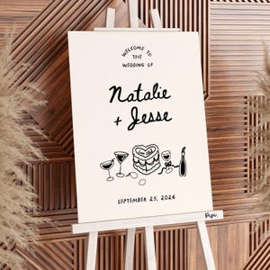 Handwritten Wedding Welcome Sign Template Fun Hand Drawn Scribble ...
