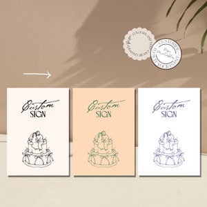 Custom Wedding Sign Template Hand Drawn Cute People Scribble ...