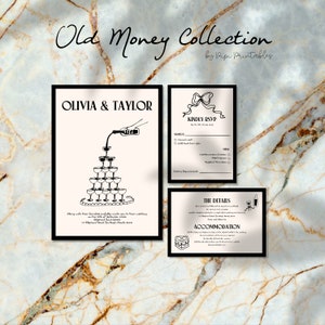 Illustrated Wedding Invitation Template Old Money Scribble ...