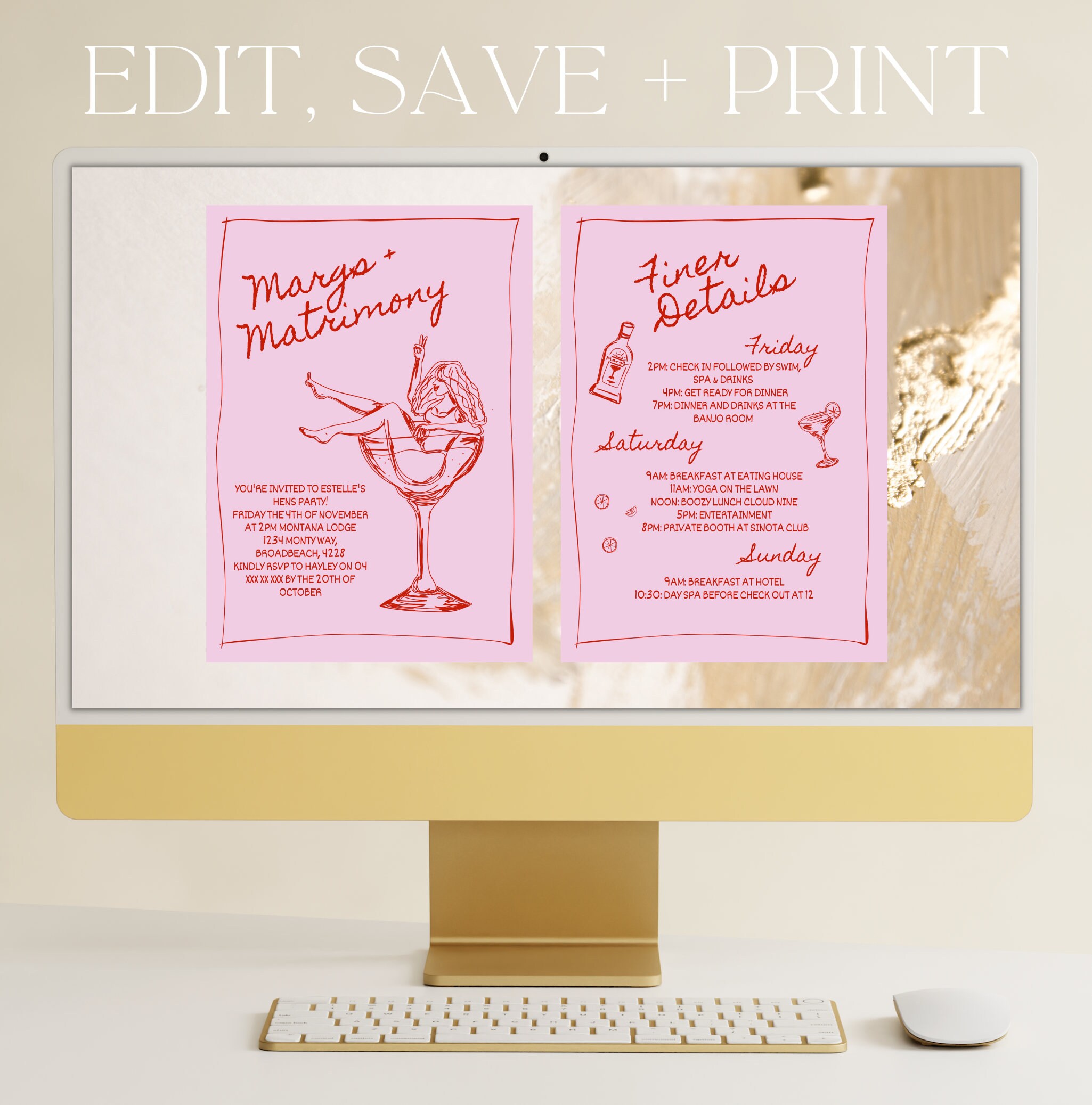 Margs and Matrimony Illustrated Bachelorette Party Weekend - Etsy Australia