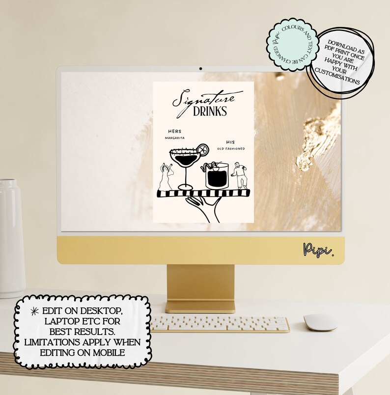 Signature Drinks Sign Template Cute People Hand Drawn Scribble ...