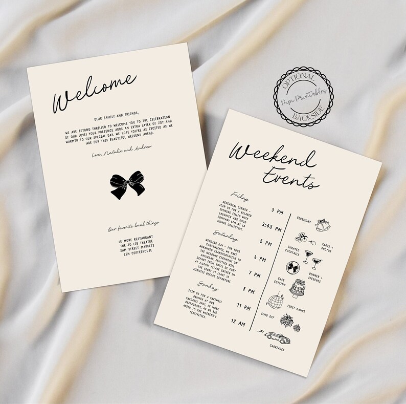 Wedding Welcome Letter Template Fun Hand Drawn Scribble Illustrations ...
