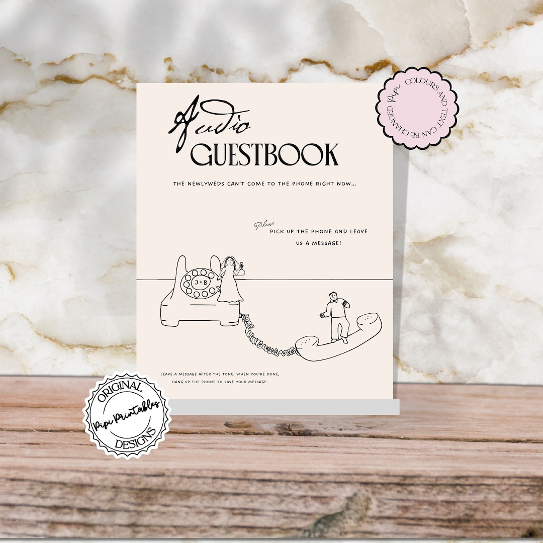 Audio Guest Book Sign Template Hand Drawn Scribble Illustrations Cute ...