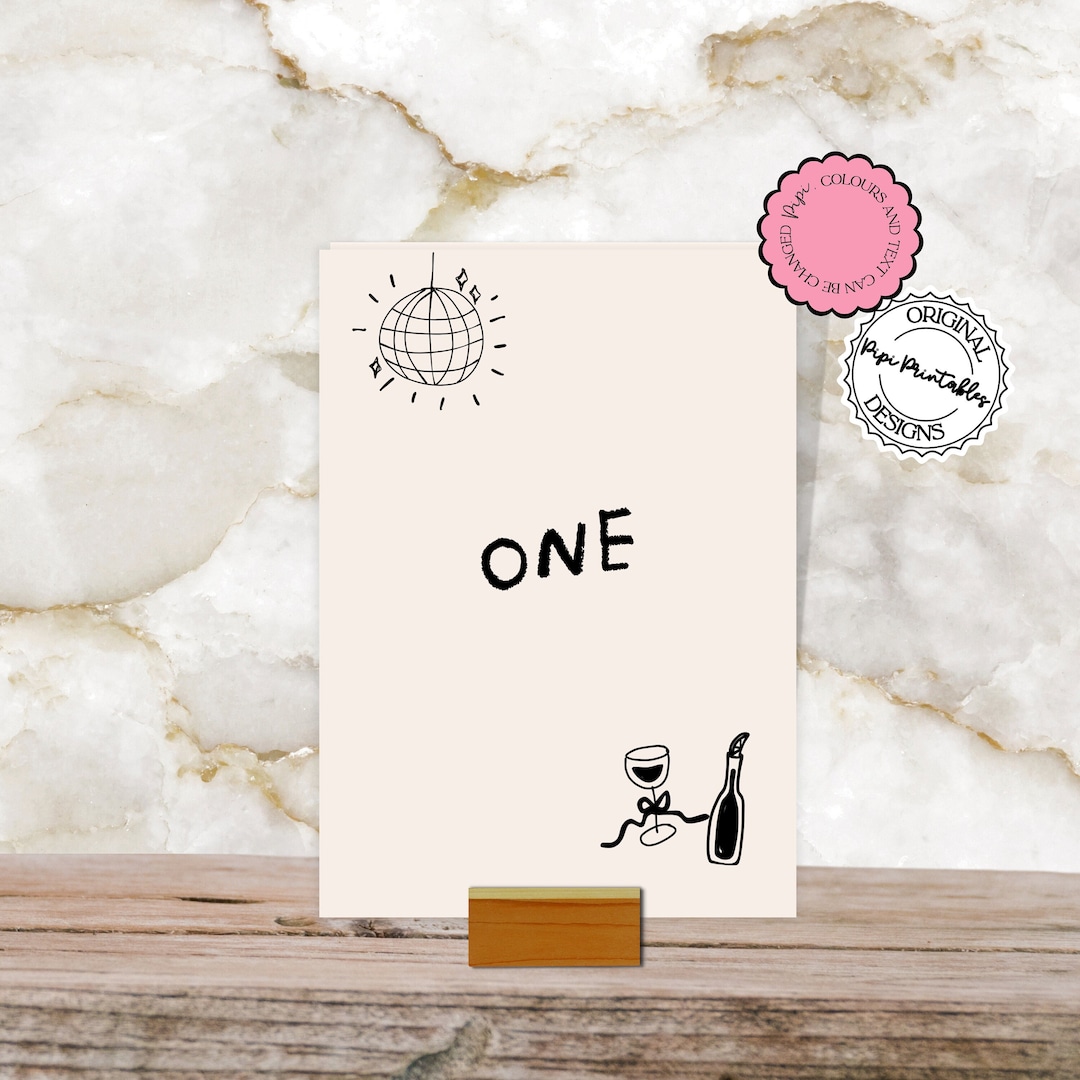 Wedding Table Numbers Template Hand Drawn Wine Disco Scribble ...