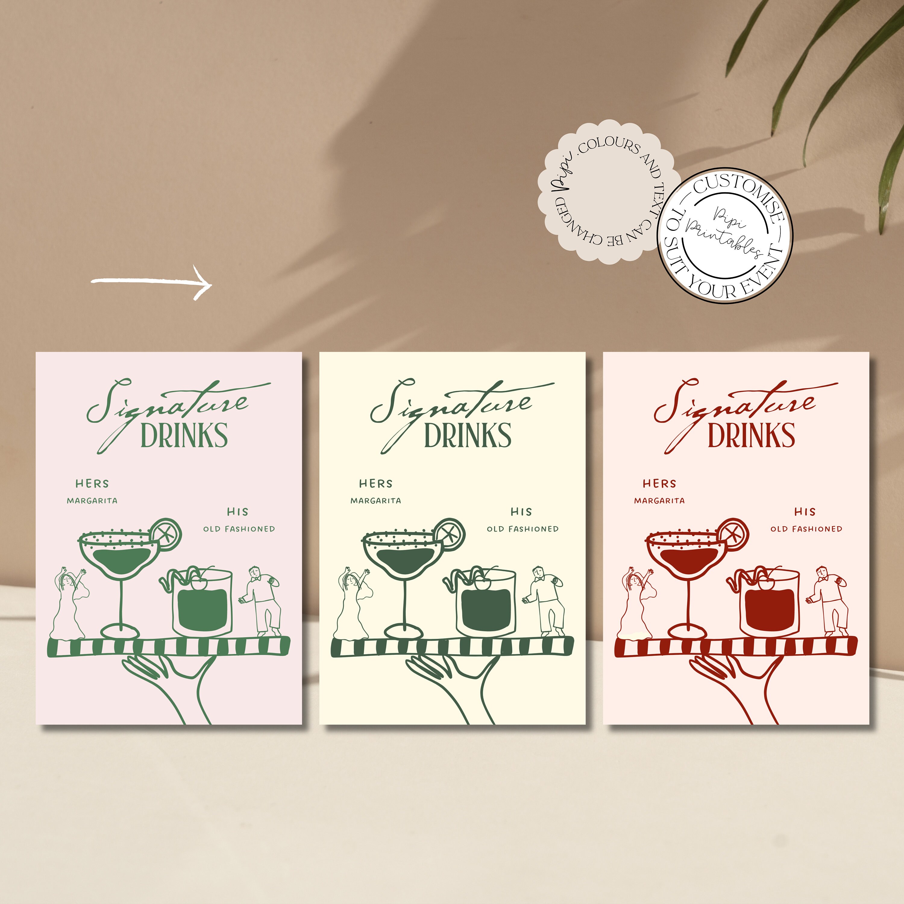 Signature Drinks Sign Template Cute People Hand Drawn Scribble ...