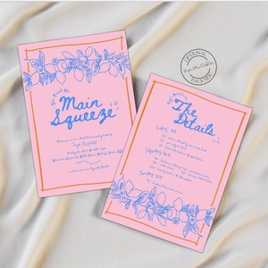 Main Squeeze Scribble Illustrated Bachelorette Party Invitation Weekend ...