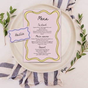 Handwritten Menu and Place Card Template Hand Drawn Scribble ...