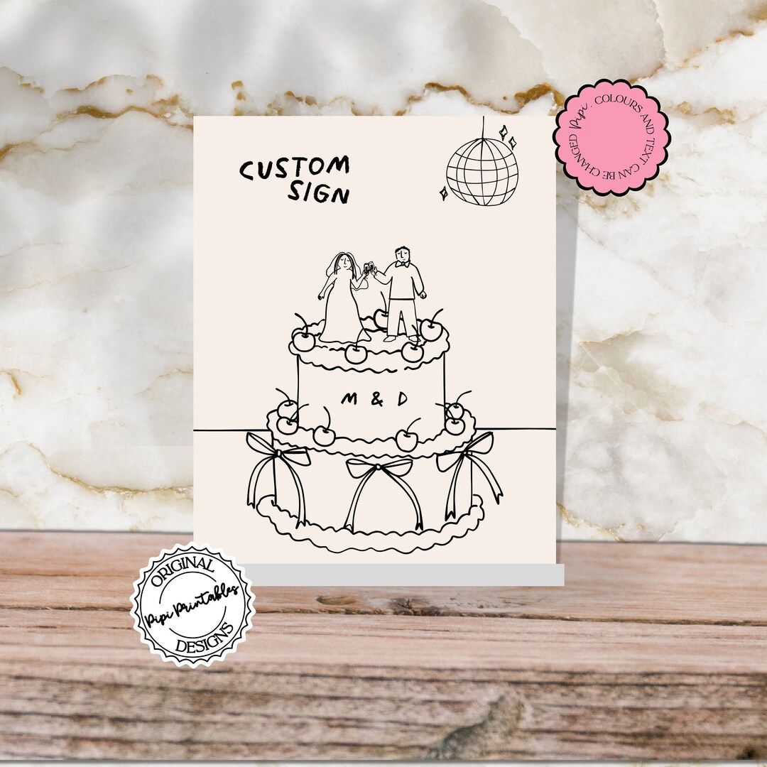 Custom Wedding Sign Template Hand Drawn Cute People Scribble ...