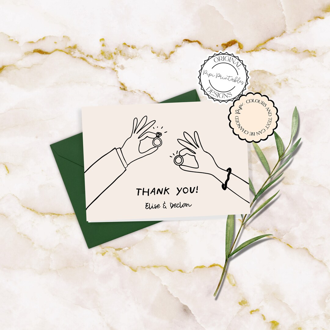 Wedding Thank You Card Template Hand Drawn Scribble Illustration Fun ...