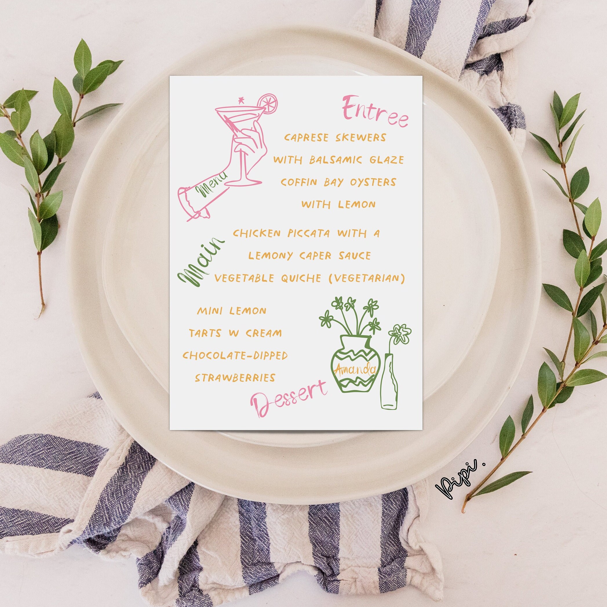 Hand Drawn Bachelorette Menu Template Scribble Illustration Baby Shower ...