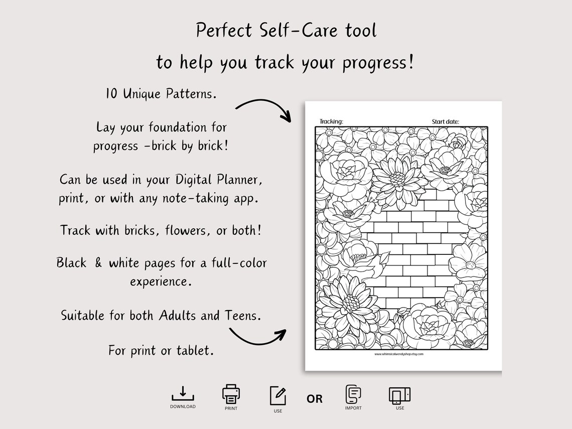 Tracker Printable, Habit Tracker, Flower Coloring, Habit Tracker ...