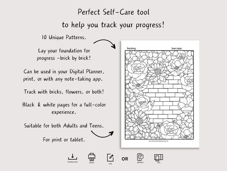 Tracker Printable, Habit Tracker, Flower Coloring, Habit Tracker ...