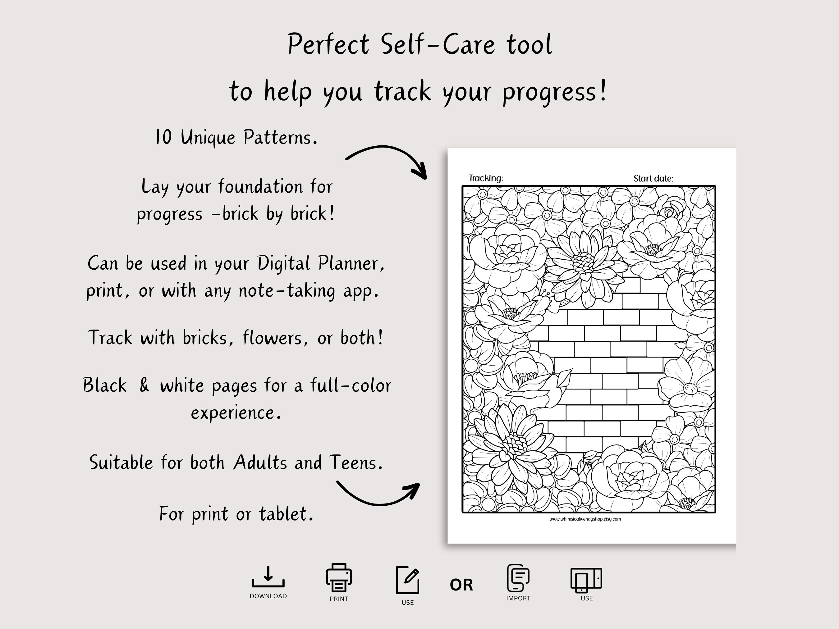 Tracker Printable, Habit Tracker, Flower Coloring, Habit Tracker ...
