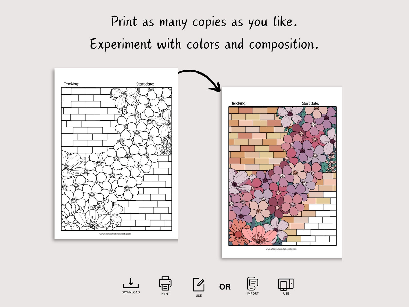 Tracker Printable, Habit Tracker, Flower Coloring, Habit Tracker ...