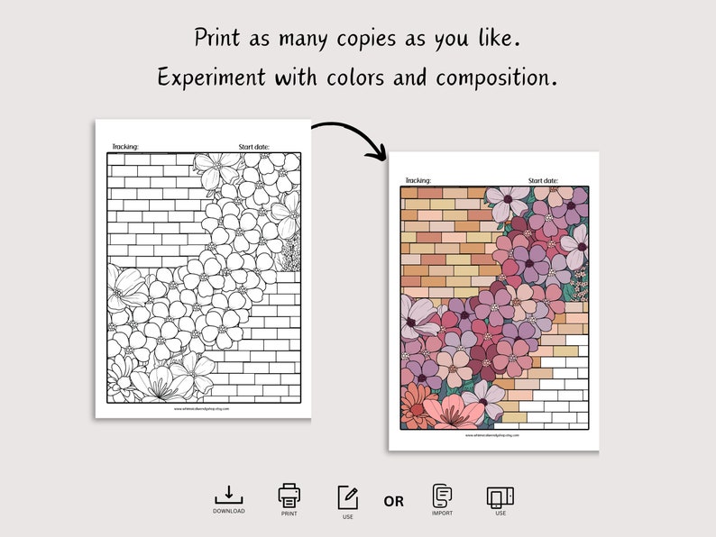 Tracker Printable, Habit Tracker, Flower Coloring, Habit Tracker ...