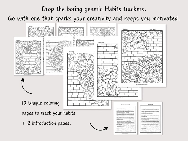 Tracker Printable, Habit Tracker, Flower Coloring, Habit Tracker ...