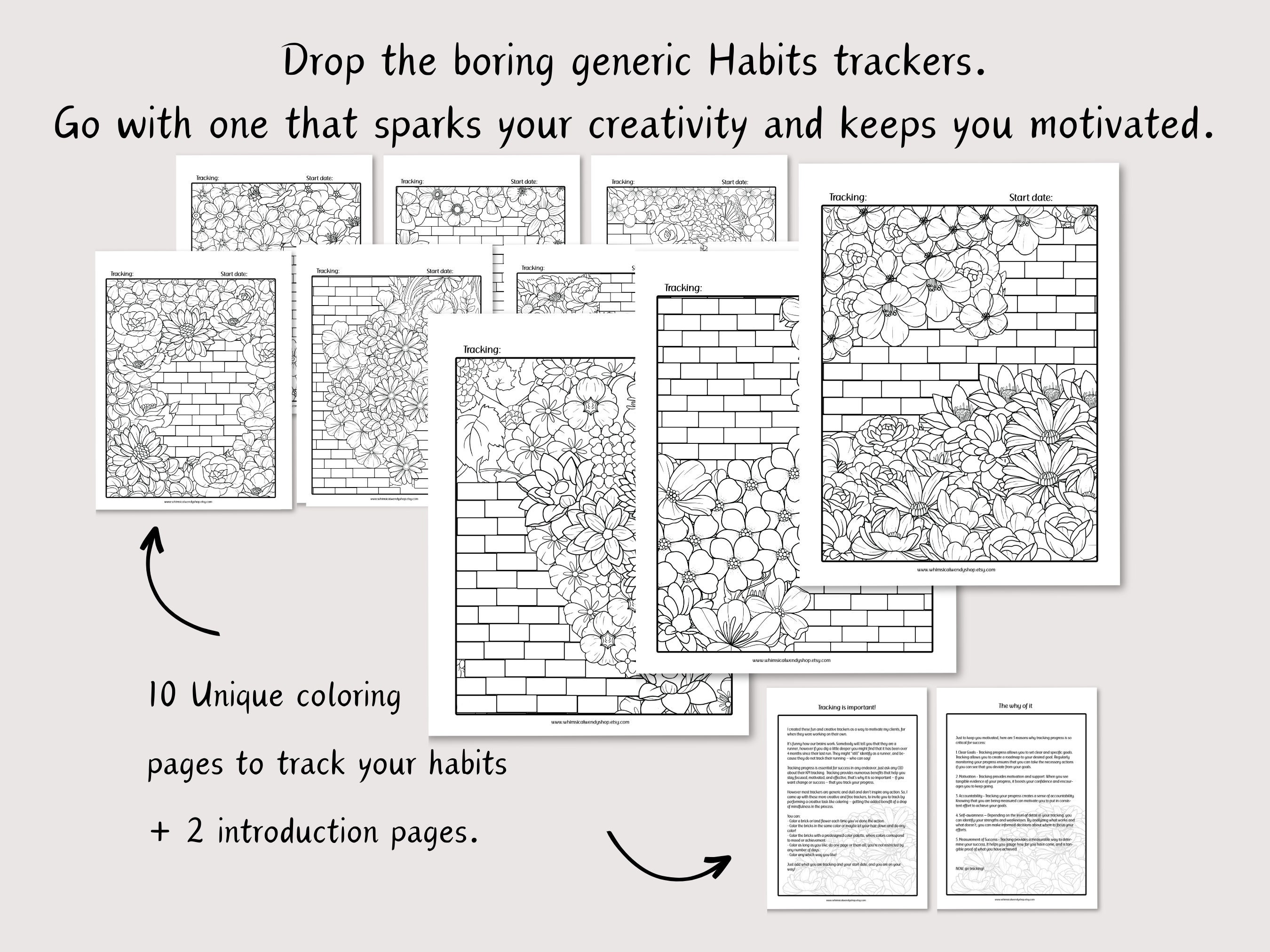 Tracker Printable, Habit Tracker, Flower Coloring, Habit Tracker ...