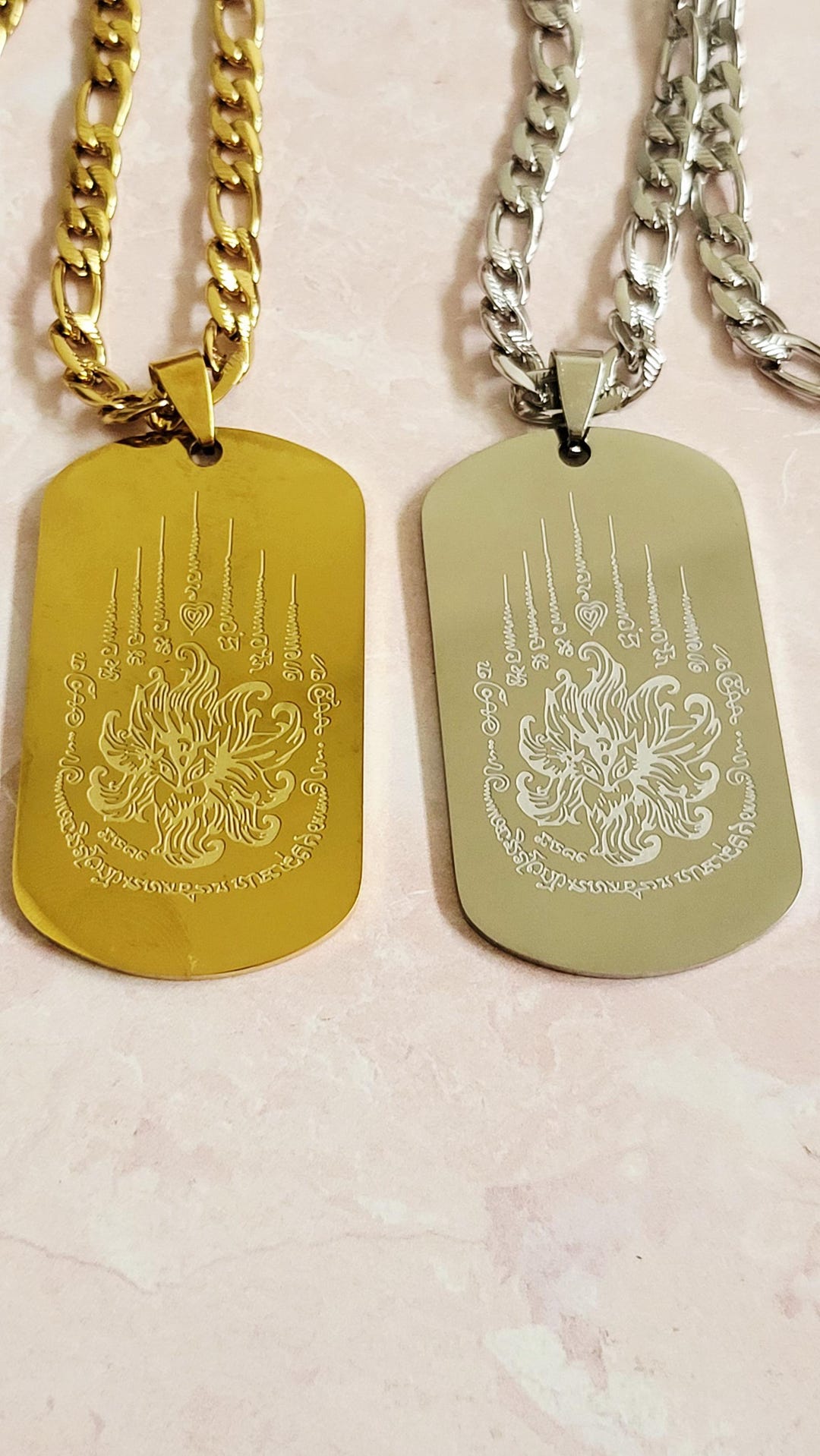 9 Tailed Fox Mantra Stainless Steel Necklace | Hulijing-kitsune-gumiho ...