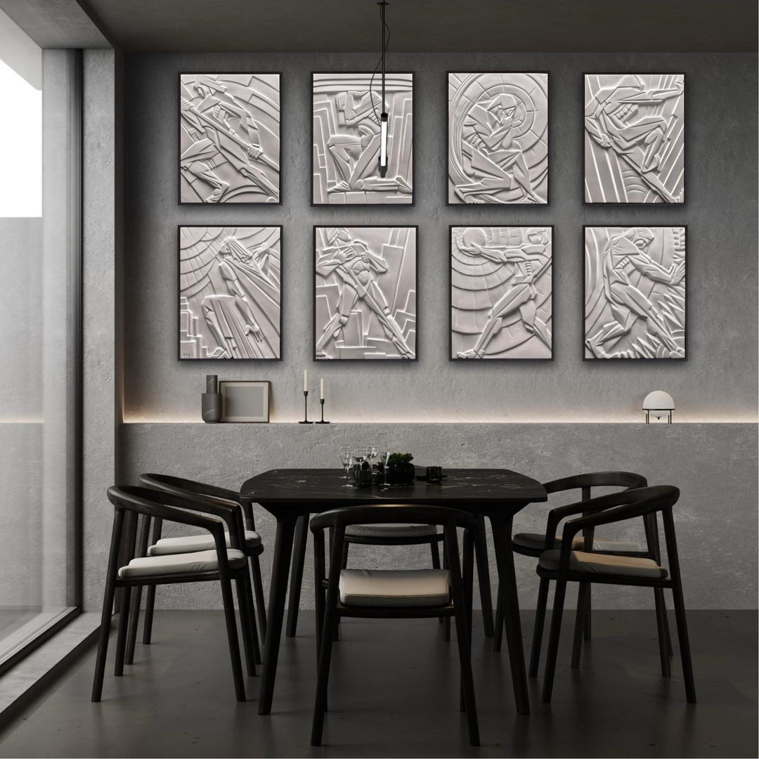 8 Art Deco Wall Panels After Rene Paul Chambellan - Bas-reliefs Chanin ...