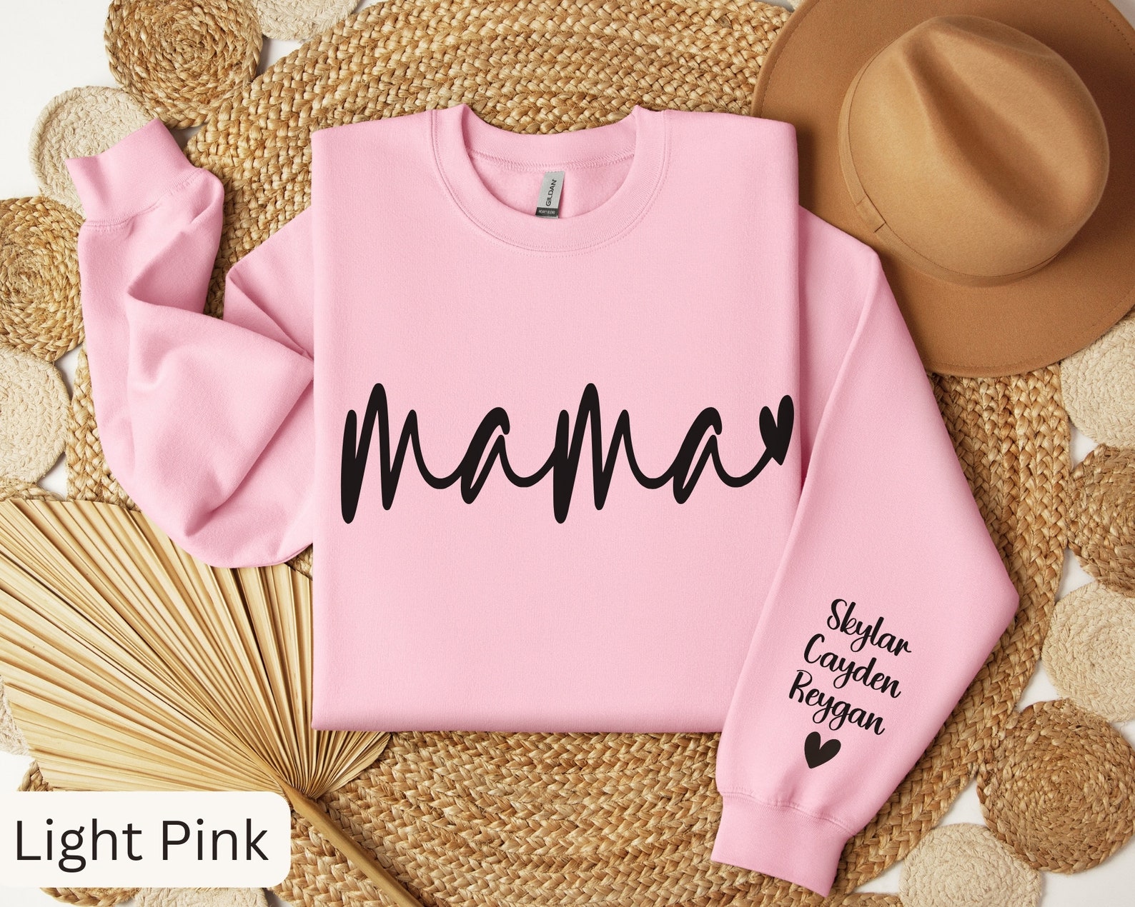 Custom Mama Sweatshirt Kid Name on Sleeve, Custom Mama Sweater, Mothers ...