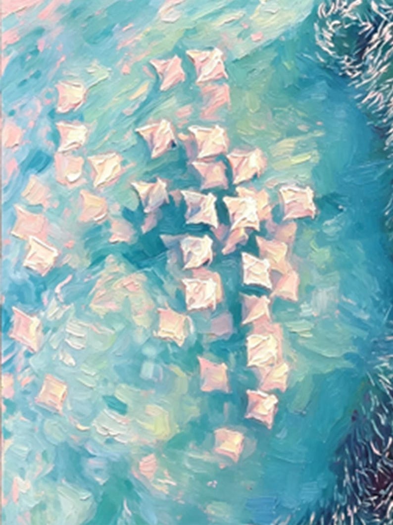 Abstract Teal Coral Reef ,soft Ocean Underwater Wall Art ,custom Oil ...