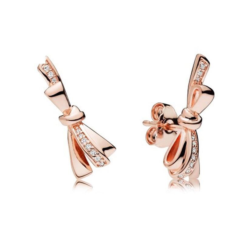 PANDORA Rose Gold Gorgeous Bow Stud Earrings Etsy