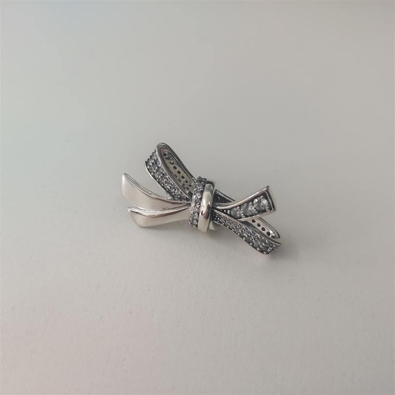 Pandora Charm Sterling Silver Oversized Sparking Bow CZ - Etsy