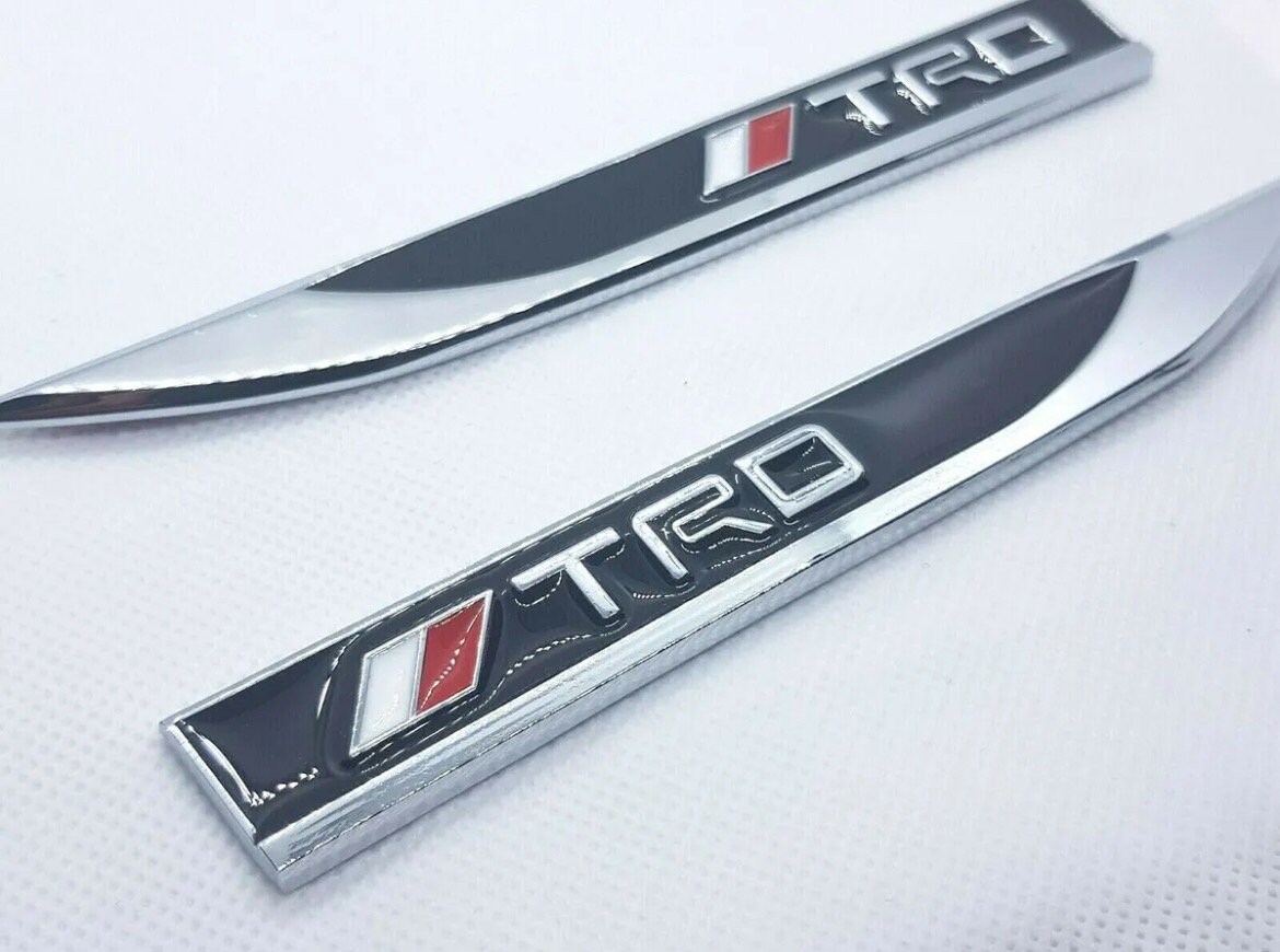 Toyota TRD Side Wings Fenders Badge Set Aluminium Stickers X2 Corolla ...