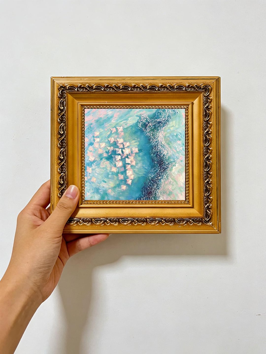 Abstract Teal Coral Reef ,soft Ocean Underwater Wall Art ,custom Oil ...