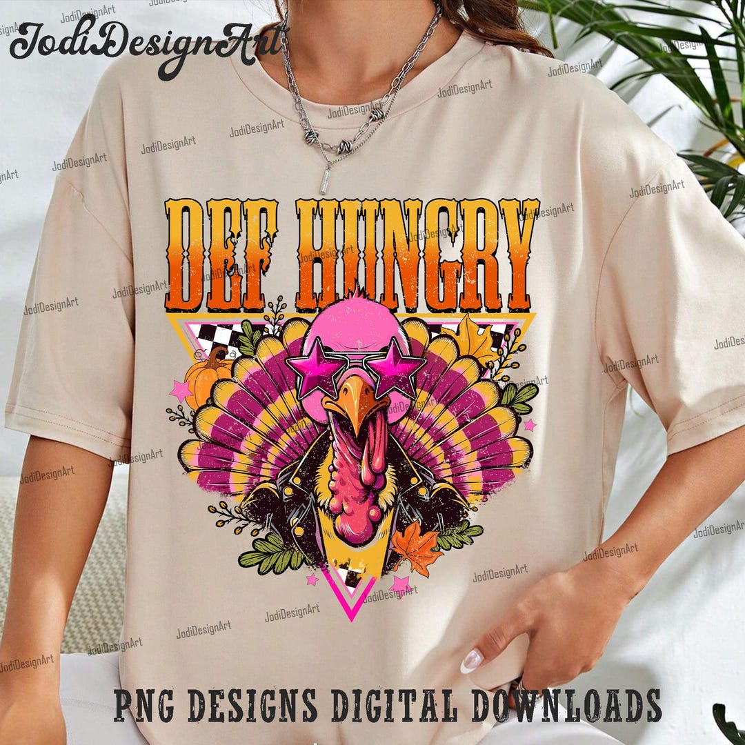 Vintage Turkey Thanksgiving Png, Kids Def Hungry Png, Def Hungry, Funny ...