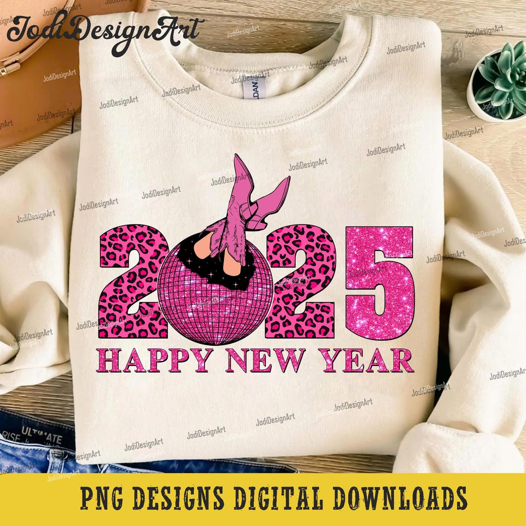Glitter Happy New Year 2025 Png, Pink Disco Ball, New Year New Me ...