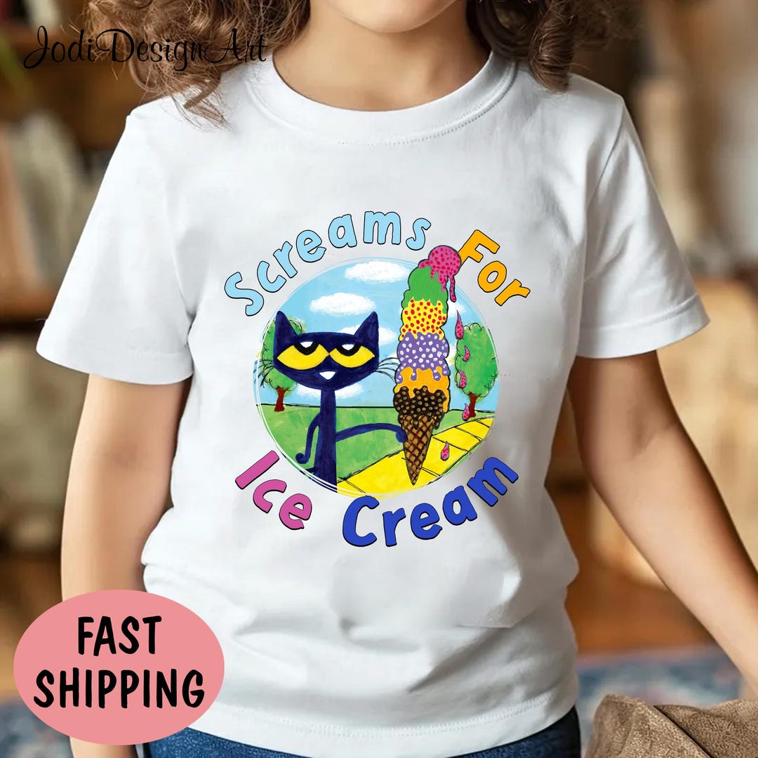 Pete the Cat Shirt, Screams for Ice Cream Summer Shirt, Book Lover ...