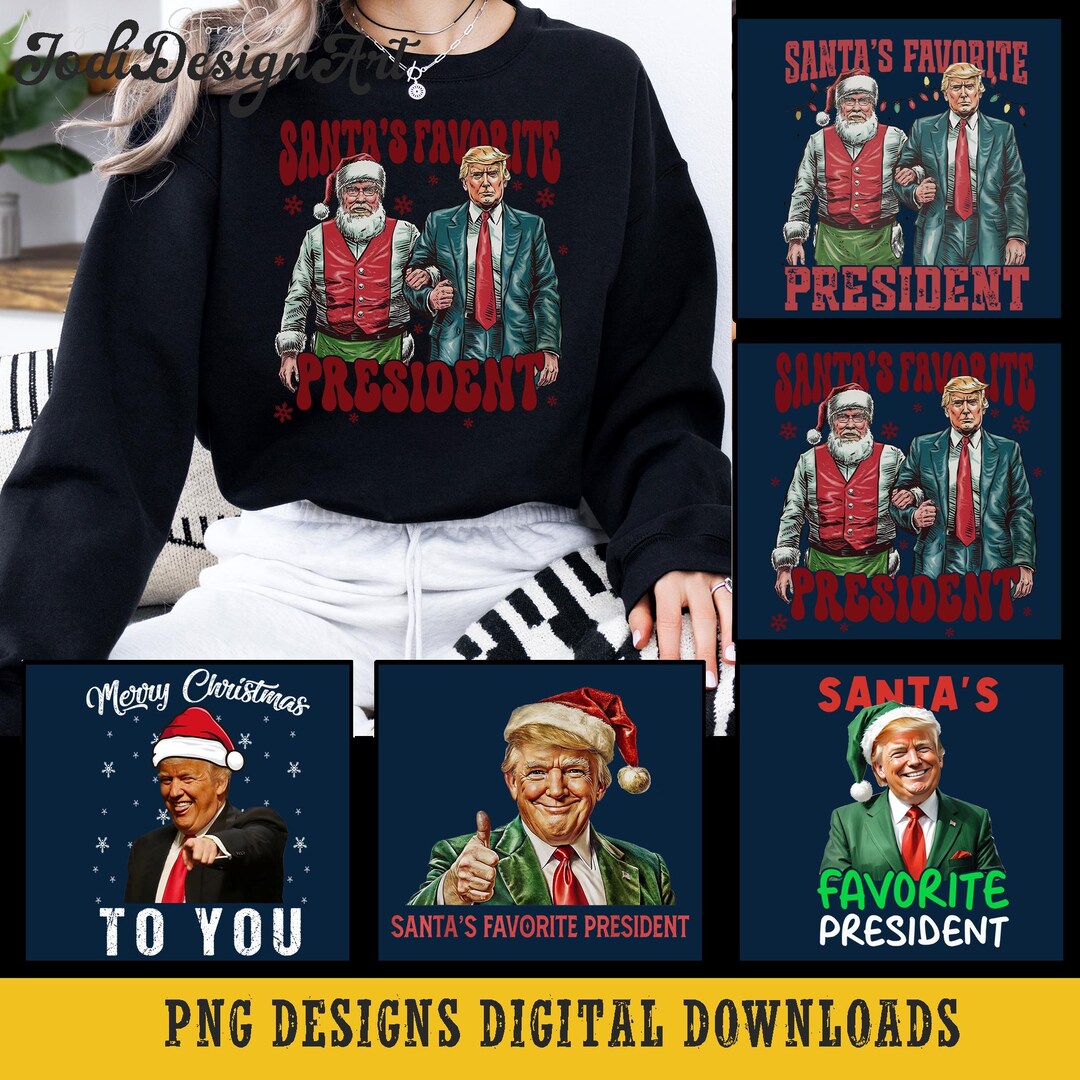 5 Santa's Favorite President PNG Bundle, Humorous Trump Christmas Png ...