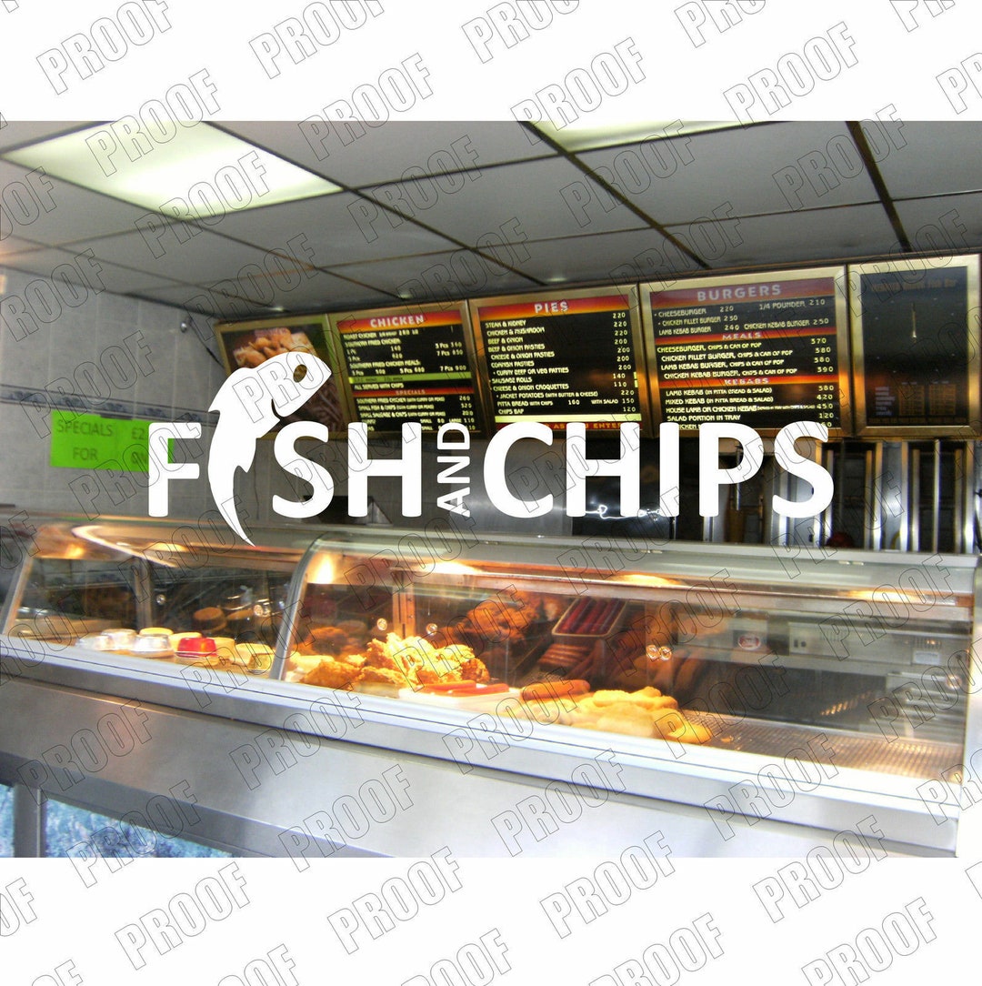 Large Fish & Chips Sticker, Chip Shop/ Cafe, Shop Window Decal 1760mm X ...