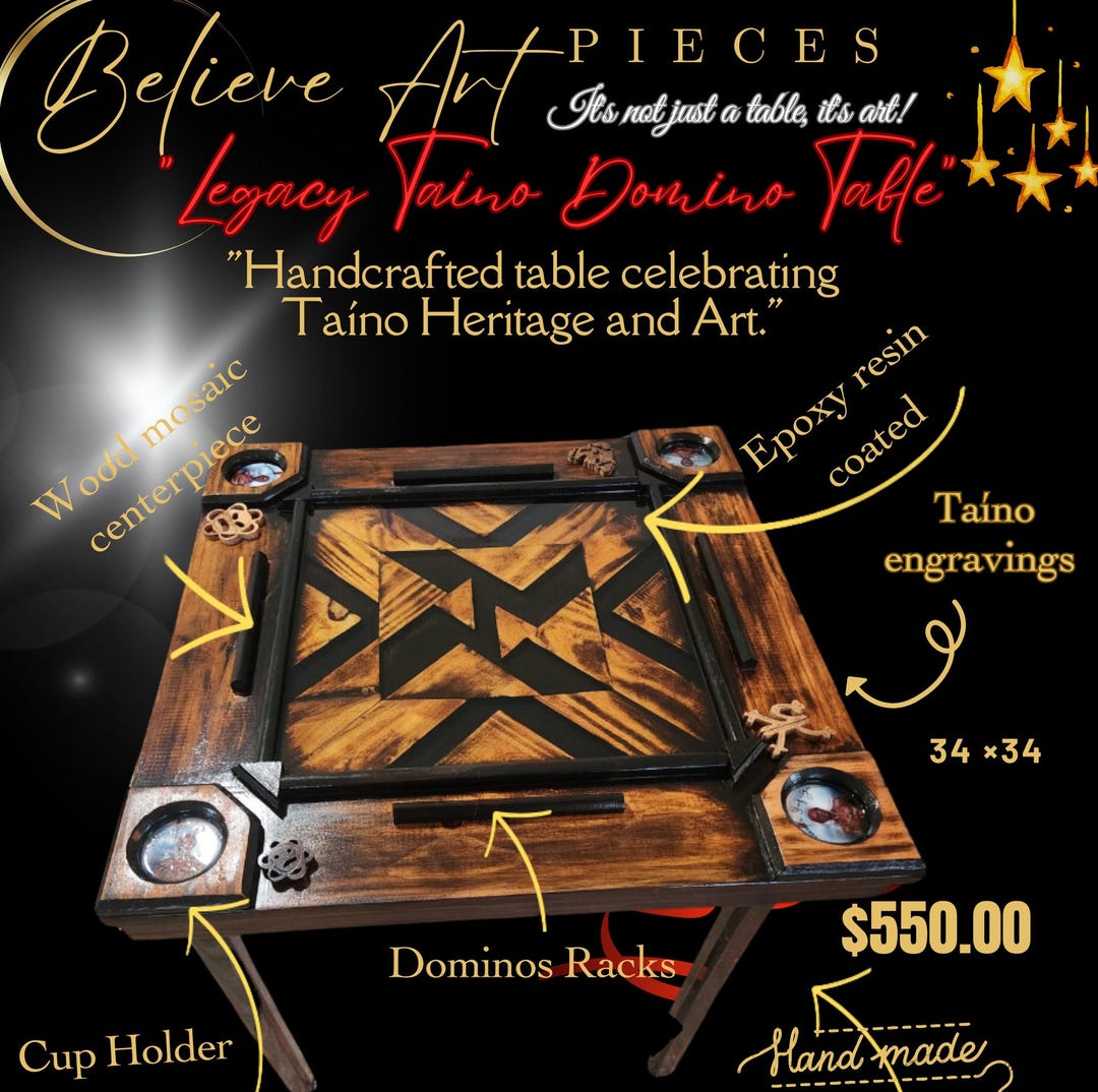 Handcrafted Domino Table Celebrating Taíno Heritage and Art - Etsy