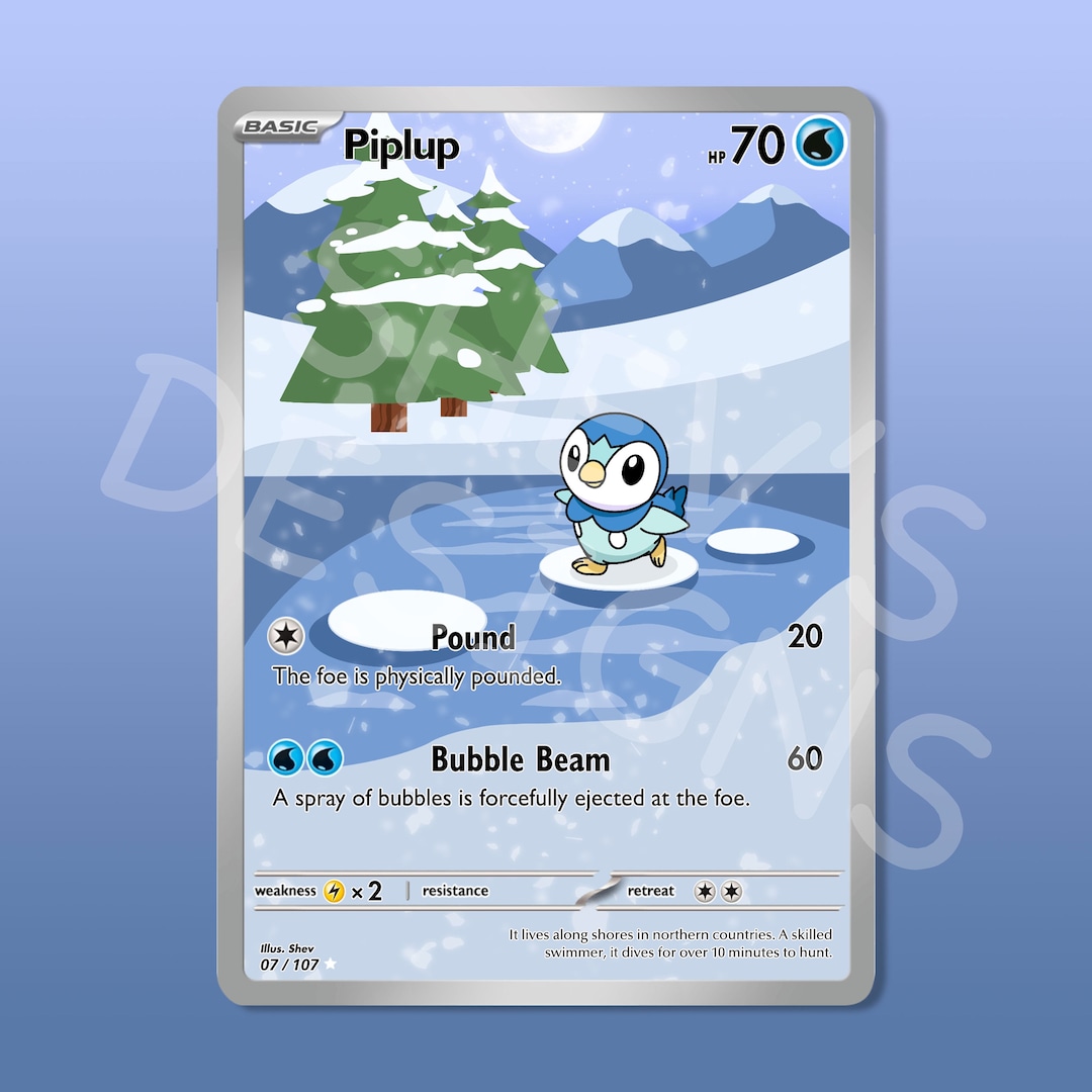 Custom Piplup Card - Etsy