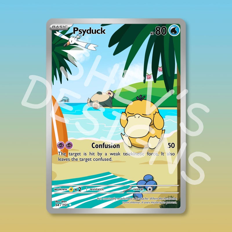 Psyduck Custom Cards - Etsy