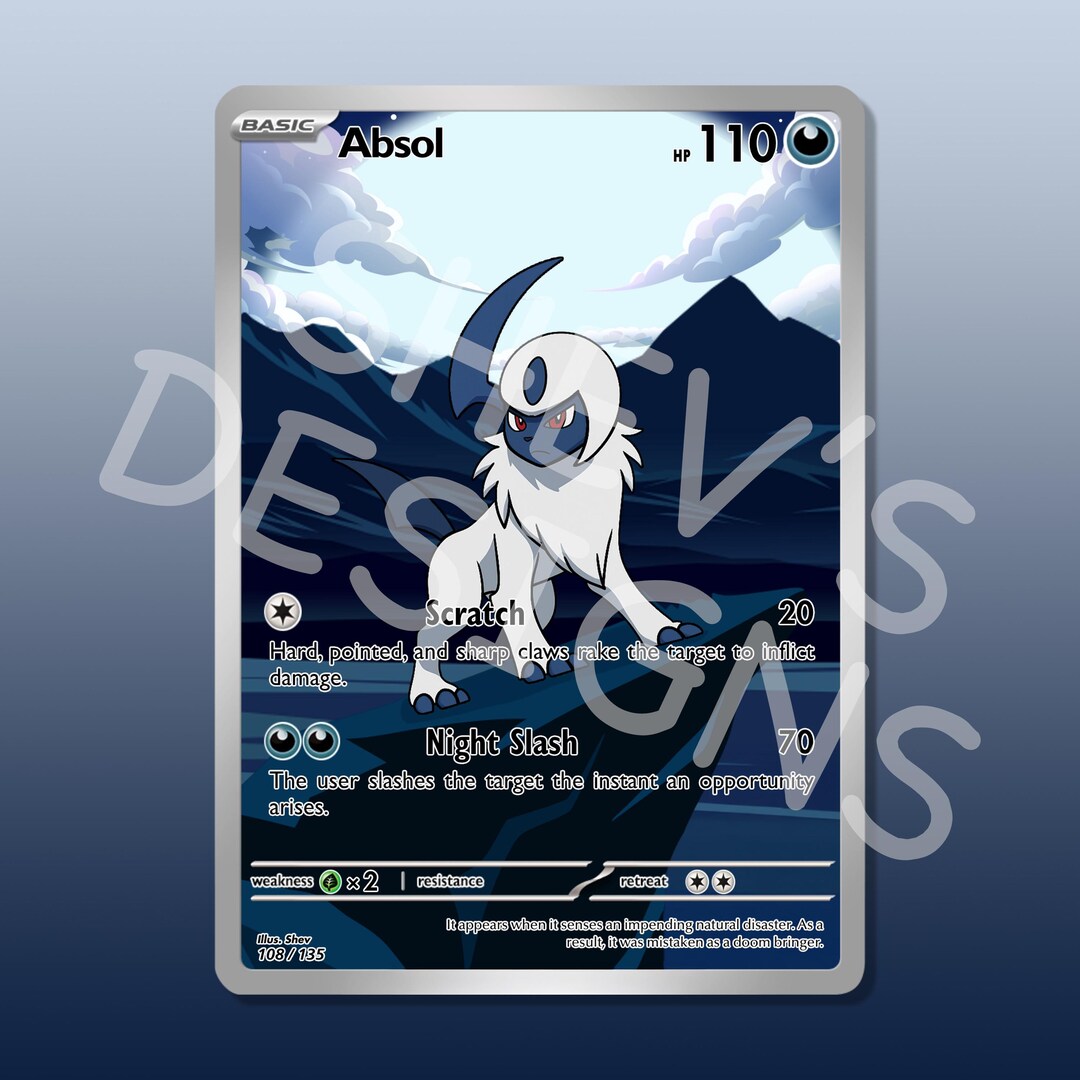 Custom Absol Card - With Shiny Chance* - Etsy UK