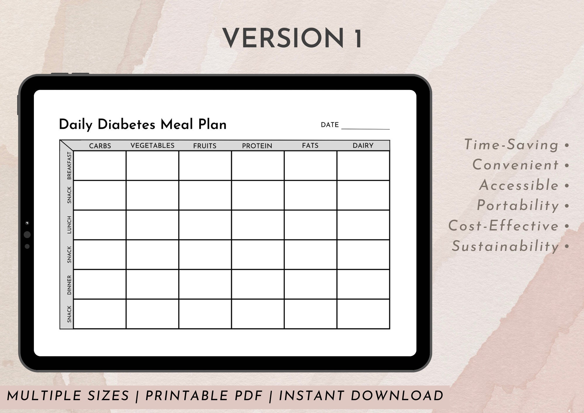 Diabetes Meal Planner Printable, Diabetic Meal Plan, Diabetes Food List ...